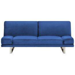 Beliani 2-SITZER-SCHLAFSOFA Samtstoff Marineblau York