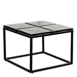 KADIMA DESIGN COUCHTISCH Quadratisch in Schwarz aus Glas und Metall, 58x58x43.5 cm