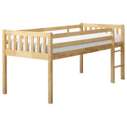 Beliani HALBHOCHBETT 90x200 cm Heller Holzfarbton Peipin