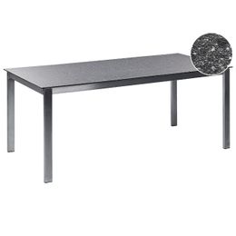 Beliani GARTENTISCH Keramik-Glas Granit Optik schwarz 180/90 cm Cosoleto