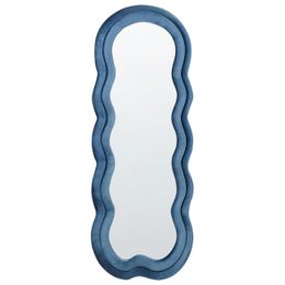 Beliani WANDSPIEGEL Samtstoff blau asymmetrisch 57/160 cm Lacs