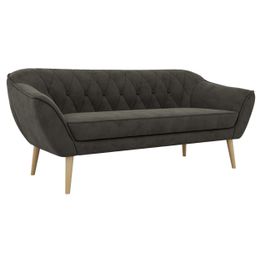 3-SITZER-SOFA PIRS - Dunkelgrau Velvet - Holzbeine