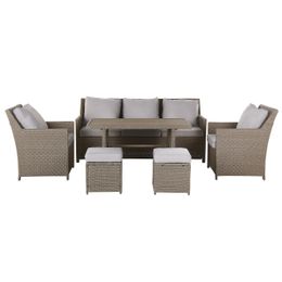 Beliani LOUNGE SET 5-Sitzer Rattan Auflagen grau Fonti