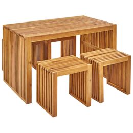 Beliani GARTENM&Ouml;BEL SET 4-Sitzer Akazienholz hellbraun 5-teilig Bellano