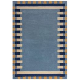 KADIMA DESIGN WOLLTEPPICH WENSUM, geometrisch, Blau-Gelb, 160 x 230 cm