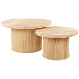 Beliani COUCHTISCH 2er Set Naturfarben Ilios