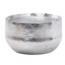 KADIMA DESIGN COUCHTISCH Orientalisch mit Hammerschlag-Struktur aus Aluminium und hohler Bauweise, Silber 60x60x35 cm