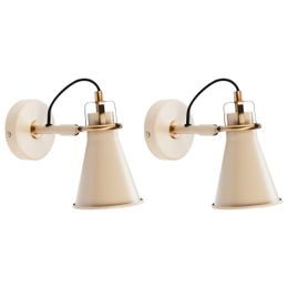Beliani WANDLAMPE 2er Set Beige/Gold Moyola