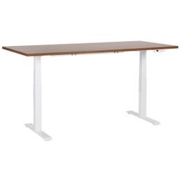 Beliani SCHREIBTISCH braunwei&szlig; 180/72 cm elektrisch h&ouml;henverstellbar Destin III