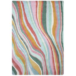 KADIMA DESIGN WOLLTEPPICH DERWENT, abstrakt, Gr&uuml;n-Bunt, 200 x 290 cm