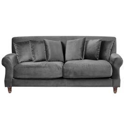 Beliani 3-SITZER-SOFA Samtstoff Grau Eike
