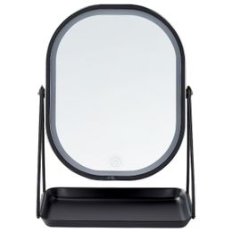 Beliani KOSMETIKSPIEGEL silber mit LED-Beleuchtung 20/22 cm Dordogne