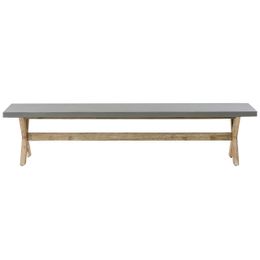 Beliani GARTENBANK Faserzement/Akazienholz grau/heller Holzfarbton 200 cm Olbia