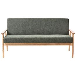 Beliani SOFA 3-Sitzer Hellbraun/Gr&uuml;n Esrum