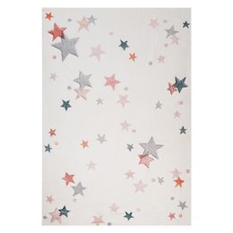 Beliani KURZFLOR-TEPPICH Wei&szlig; 140/200 cm Alpoud
