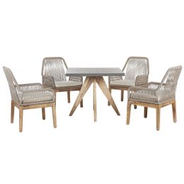 Beliani GARTENM&Ouml;BEL SET 4-Sitzer Faserzement grau 90/90 cm beige Olbia