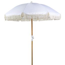 Beliani SONNENSCHIRM wei&szlig; mit Volant 150 cm Mondello