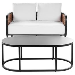 Beliani GARTENSOFA 2-Sitzer Aluminium wei&szlig; Montefalco