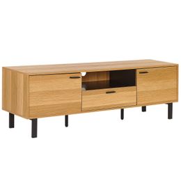 Beliani TV-M&Ouml;BEL Hellbraun, Schwarz CLAREMONT 40/160/51 cm
