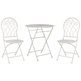 Beliani BALKONSET 2-Sitzer Metall cremewei&szlig; zusammenklappbar Stiffe
