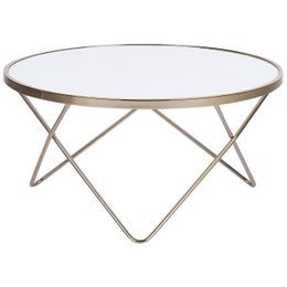 Beliani COUCHTISCH wei&szlig;/gold 80 cm MERIDIAN Meridian