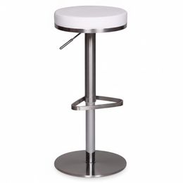 KADIMA DESIGN BARHOCKER H&ouml;henverstellbar Gepolstert Triangel-Fu&szlig;ablage ELBE, Wei&szlig; 38x38x82 cm