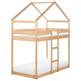 Beliani HOCHBETT 90x200 cm Heller Holzfarbton Labatut