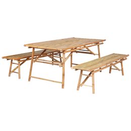 Beliani GARTENM&Ouml;BEL SET 4-Sitzer Bambusholz hellbraun Tindari