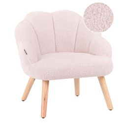 Beliani KINDERSESSEL Boucl&eacute; Pastellrosa Miland