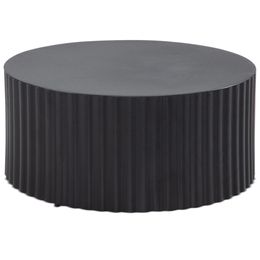 KADIMA DESIGN SOFATISCH Rund, Schwarz Metall, Wellenmuster, Ma&szlig;e 67x67x31 cm