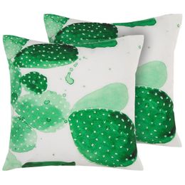 Beliani GARTENKISSEN 2er-Set gr&uuml;n 45/45 cm Ostina
