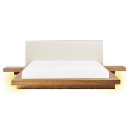 Beliani BETT mit LED 160x200 cm Heller Holzfarbton Zen