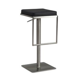 KADIMA DESIGN BARHOCKER &ndash; Schwarz, Kunstleder, Edelstahl, h&ouml;henverstellbar, drehbar, gepolstert, Modern