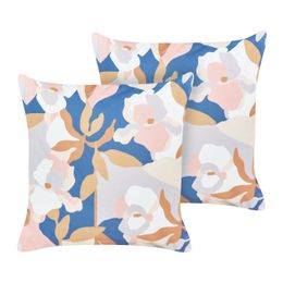 Beliani GARTENKISSEN 2er-Set Blumenmuster mehrfarbig 45/45 cm Verezzi