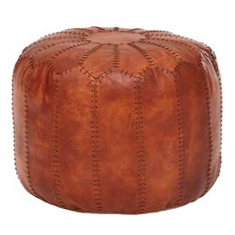 KADIMA DESIGN SITZHOCKER &ndash; Echtleder Braun, orientalisches Design
