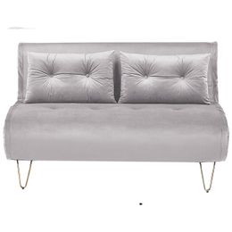 Beliani 2-SITZER-SCHLAFSOFA Samtstoff Grau Vestfold