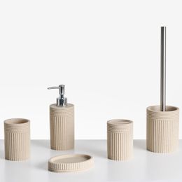 Beliani BADACCESSOIRES Set 5-teilig Hellbeige Channay