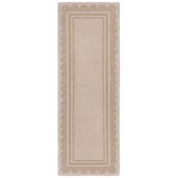 KADIMA DESIGN WOLLTEPPICH WENSUM, mit grafischem Muster mit Rahmen, Beige, 80 x 230 cm