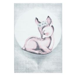 KADIMA DESIGN SPIELTEPPICH COGNE in Rosa, mit Reh-Motiv, 140 x 200 cm