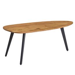 KADIMA DESIGN COUCHTISCH in Nierenform aus Akazie Massivholz mit stabilen Metallbeinen