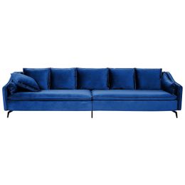 Beliani 4-SITZER-SOFA Samtstoff Marineblau Aure
