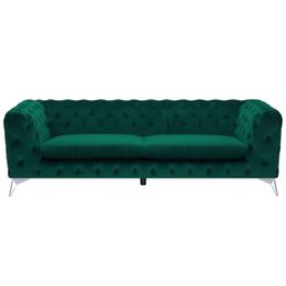 Beliani 3-SITZER-SOFA Samtstoff Gr&uuml;n Sotra