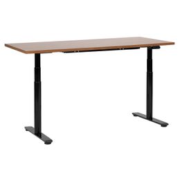 Beliani SCHREIBTISCH braunschwarz 160/72 cm elektrisch h&ouml;henverstellbar Destin IV