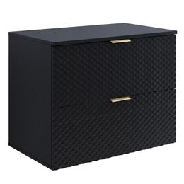 Badplaats WASCHBECKENUNTERSCHRANK Borneo 2 Schubladen Matt Schwarz - 80 x 49 x 63 cm