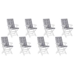 Beliani SITZAUFLAGEN 8er-Set Hellgrau 42/95 cm Maui Premium
