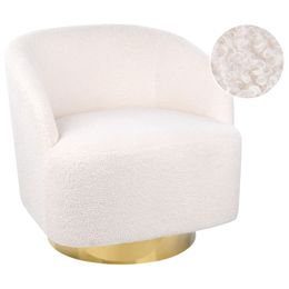 Beliani SESSEL Boucl&eacute; creme/gold mit Drehfunktion Lavik