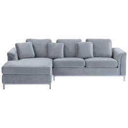 Beliani 4-SITZER-ECKSOFA Polyester Grau linksseitig Oslo