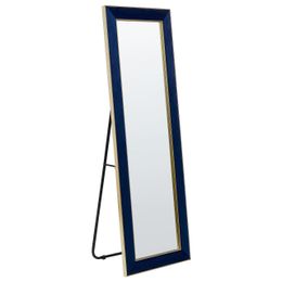Beliani STEHSPIEGEL Samt 50/150 cm marineblau/gold Lautrec