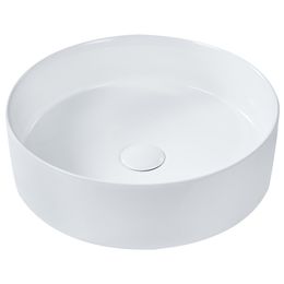Beliani AUFSATZWASCHBECKEN 40 cm Wei&szlig; Tebar