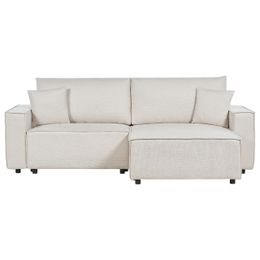 Beliani 3-SITZER-ECKSOFA beige rechtsseitig mit Schlaffunktion Stauraum Karila